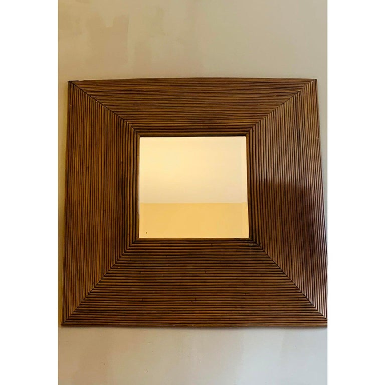 Vintage Pencil-Reed Bamboo Pyramid Mirror at 1stDibs