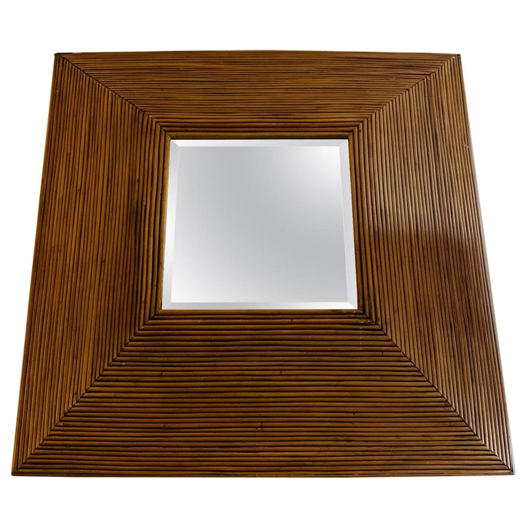Vintage Pencil-Reed Bamboo Pyramid Mirror at 1stDibs
