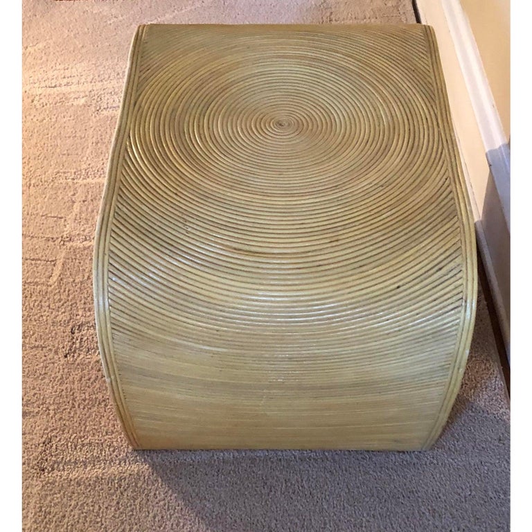 Vintage Rattan Pencil-Reed Bamboo Curved Table at 1stDibs