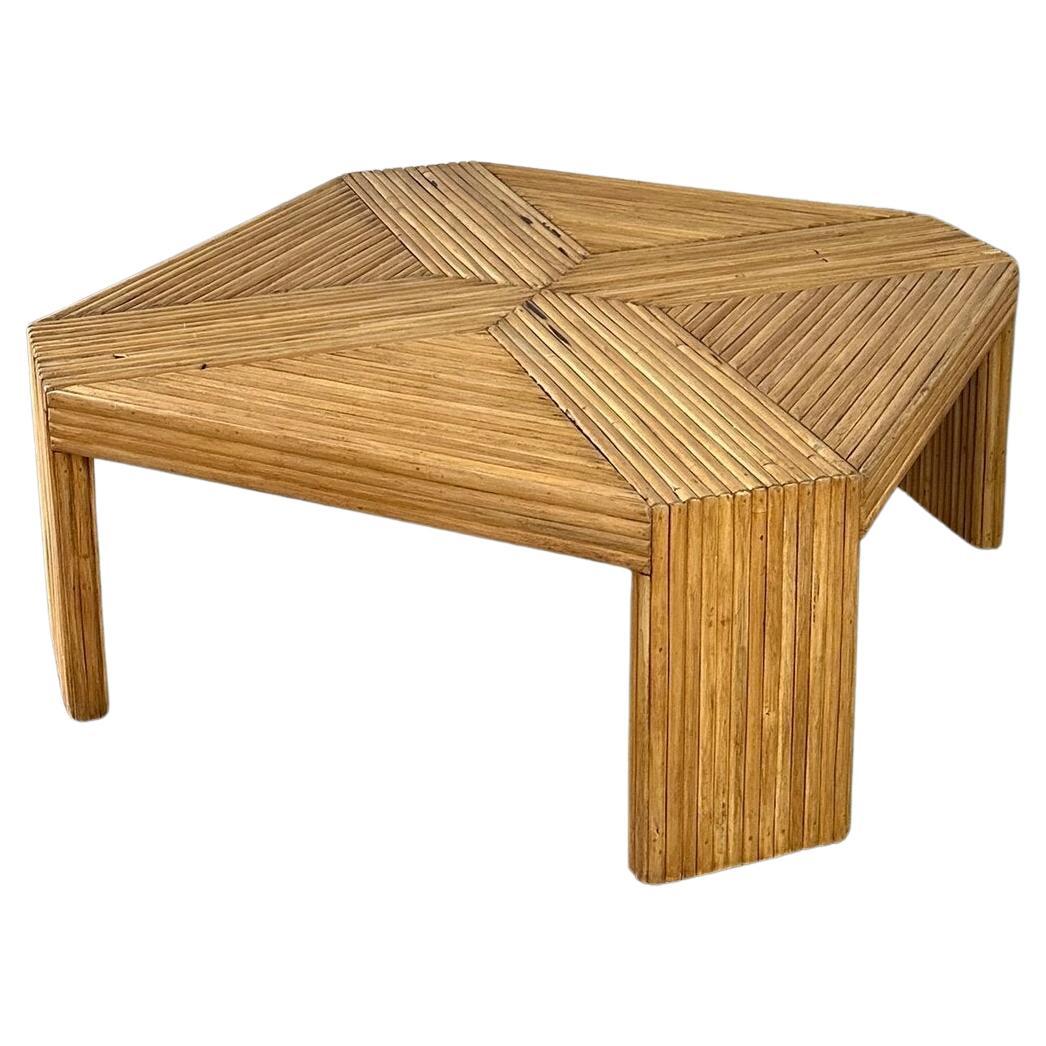 Vintage Pencil Reed Sculptural Bell Flower Coffee/Cocktail Table For ...