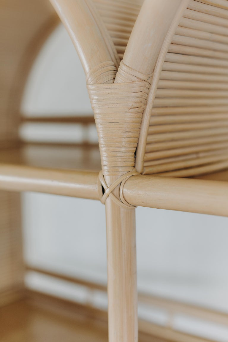 Vintage Pencil Reed Rattan Double Arched Cabinet Étagère For Sale at ...