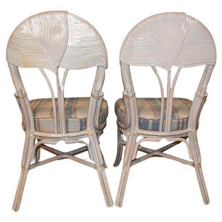 Vintage Pencil Reed Rattan Palm Dining Chairs after Gabriella Crespi, a ...