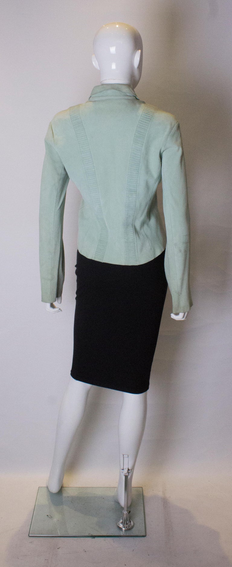 Vintage Peppermint Green Suede Shirt For Sale at 1stDibs