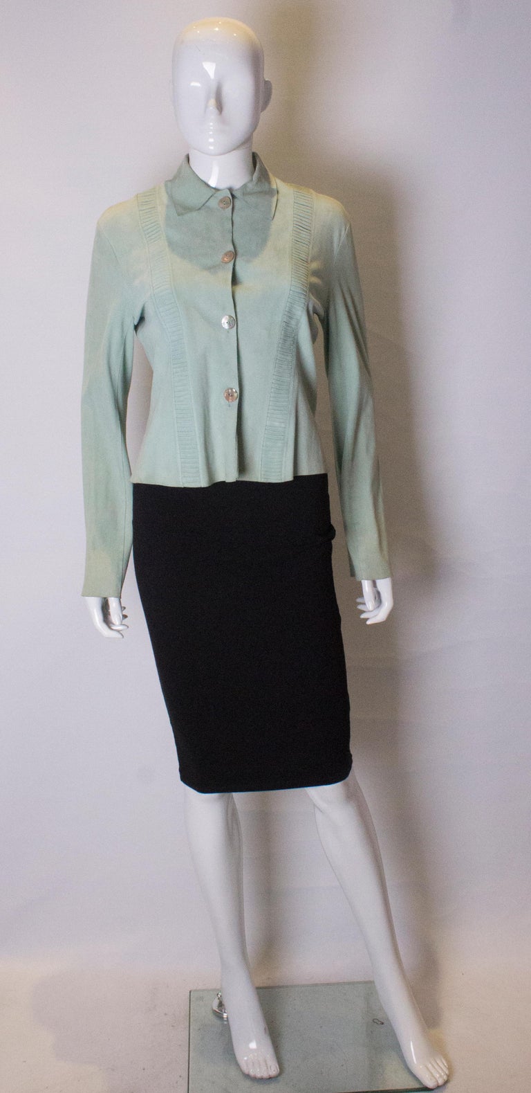 Vintage Peppermint Green Suede Shirt For Sale at 1stDibs