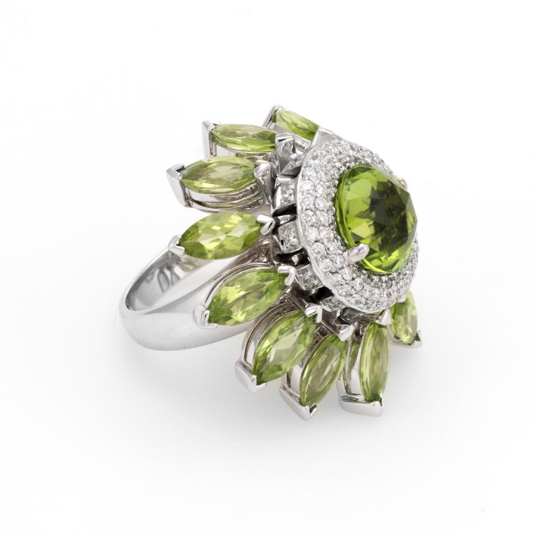 Vintage Peridot Diamond Movable Ring 18 Karat Gold Cocktail Statement ...