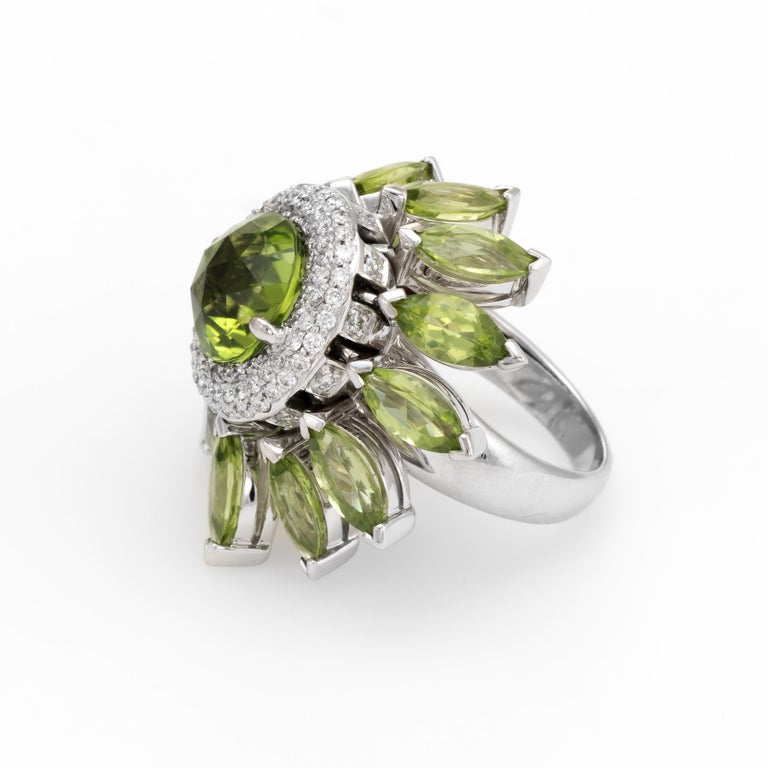 Vintage Peridot Diamond Movable Ring 18 Karat Gold Cocktail Statement ...