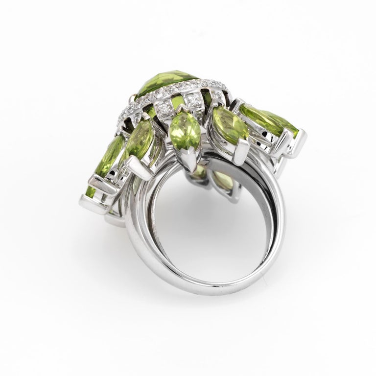 Vintage Peridot Diamond Movable Ring 18 Karat Gold Cocktail Statement ...