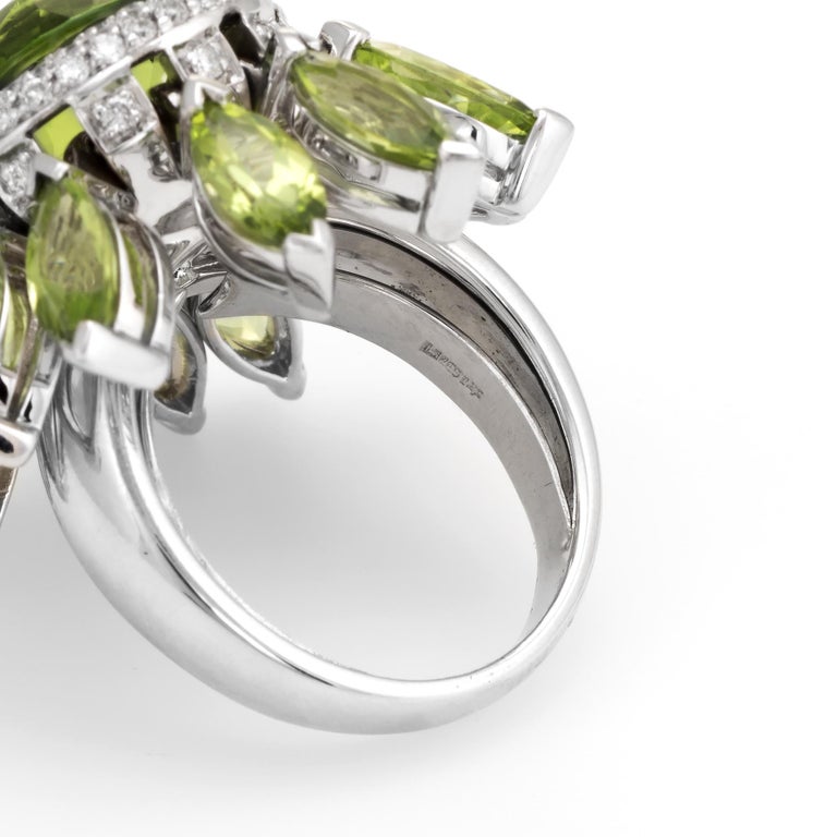 Vintage Peridot Diamond Movable Ring 18 Karat Gold Cocktail Statement ...