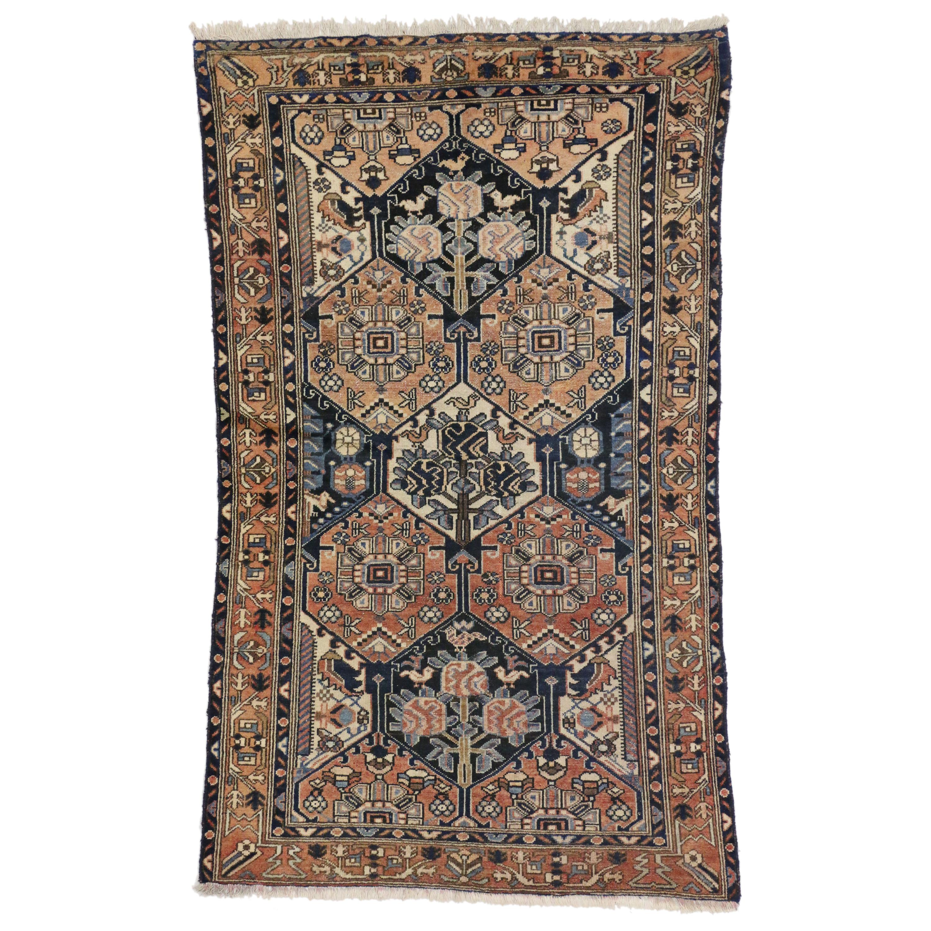 Vintage Persian Bakhtiari Rug with Garden Compartment Design at 1stDibs