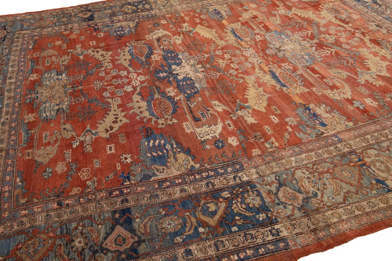 Vintage Persian Bakshaish Handmade Allover Designed Rust Wool Rug For ...