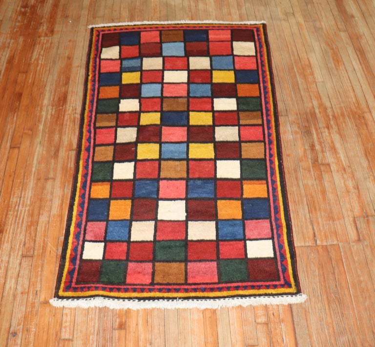 Vintage Persian Checkerboard Gabbeh Rug For Sale at 1stDibs