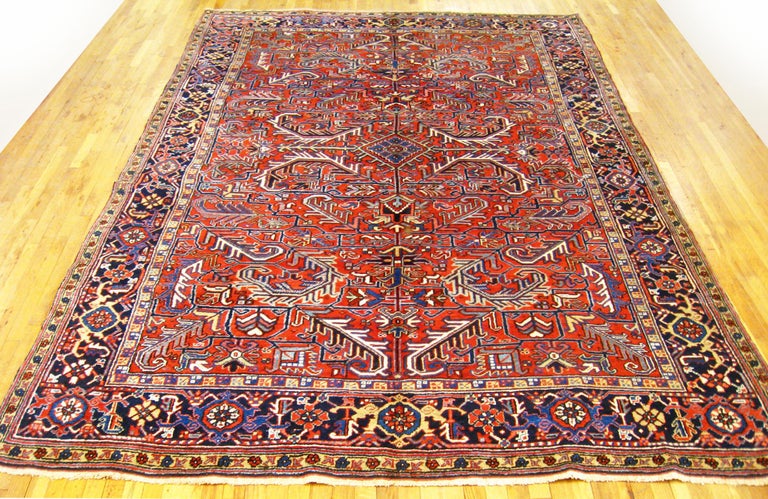 Vintage Persian Decorative Oriental Heriz Rug in Room Size For Sale at ...