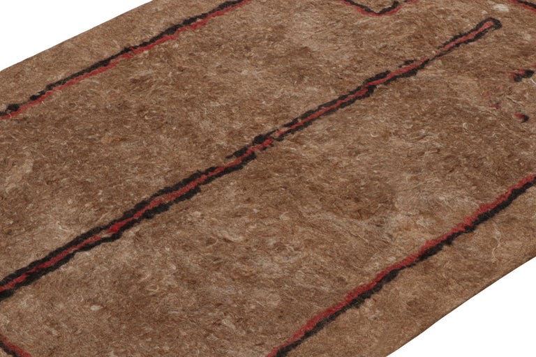 Vintage Persian Felted Rug in Brown with Geometric Pattern by Rug and ...