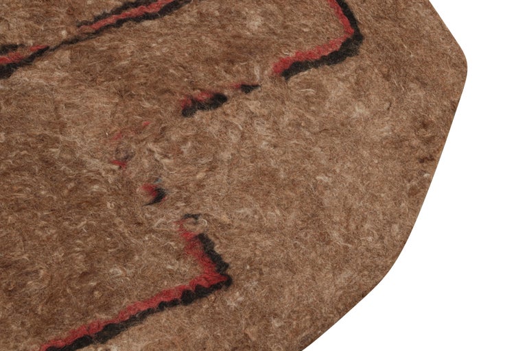 Vintage Persian Felted Rug in Brown with Geometric Pattern by Rug and ...