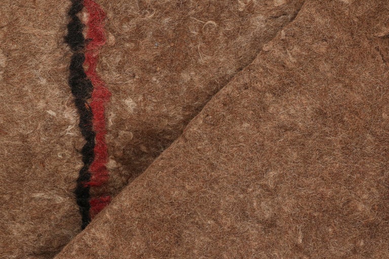 Vintage Persian Felted Rug in Brown with Geometric Pattern by Rug and ...