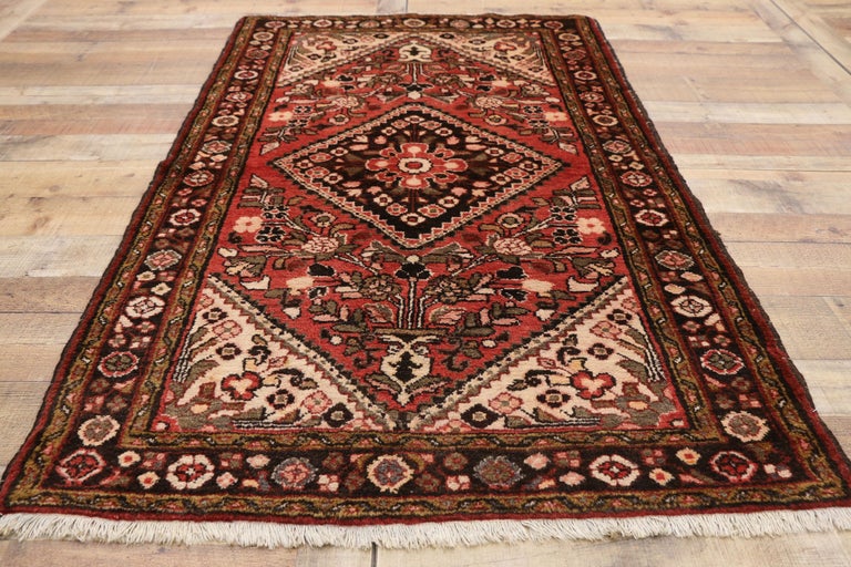 Vintage Persian Hamadan Accent Rug with Rustic Style For Sale at 1stDibs