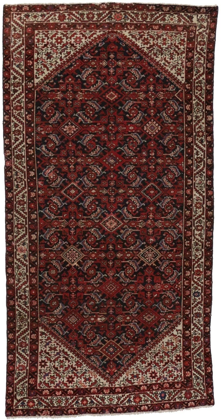 Vintage Persian Hamadan Gallery Rug with Herati Design For Sale at 1stdibs