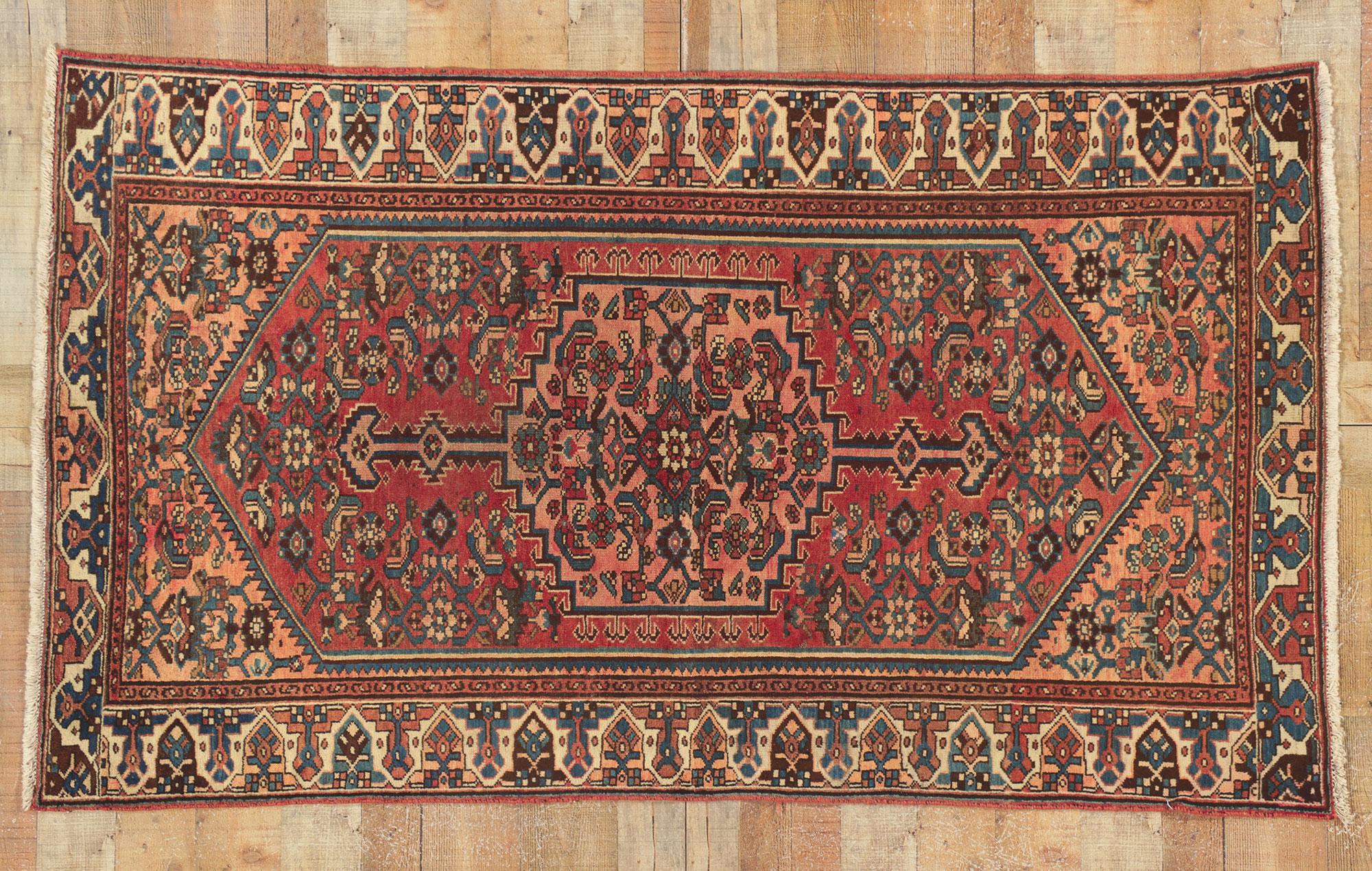Vintage Persian Hamadan Rug with Rustic Luxe Style For Sale at 1stDibs