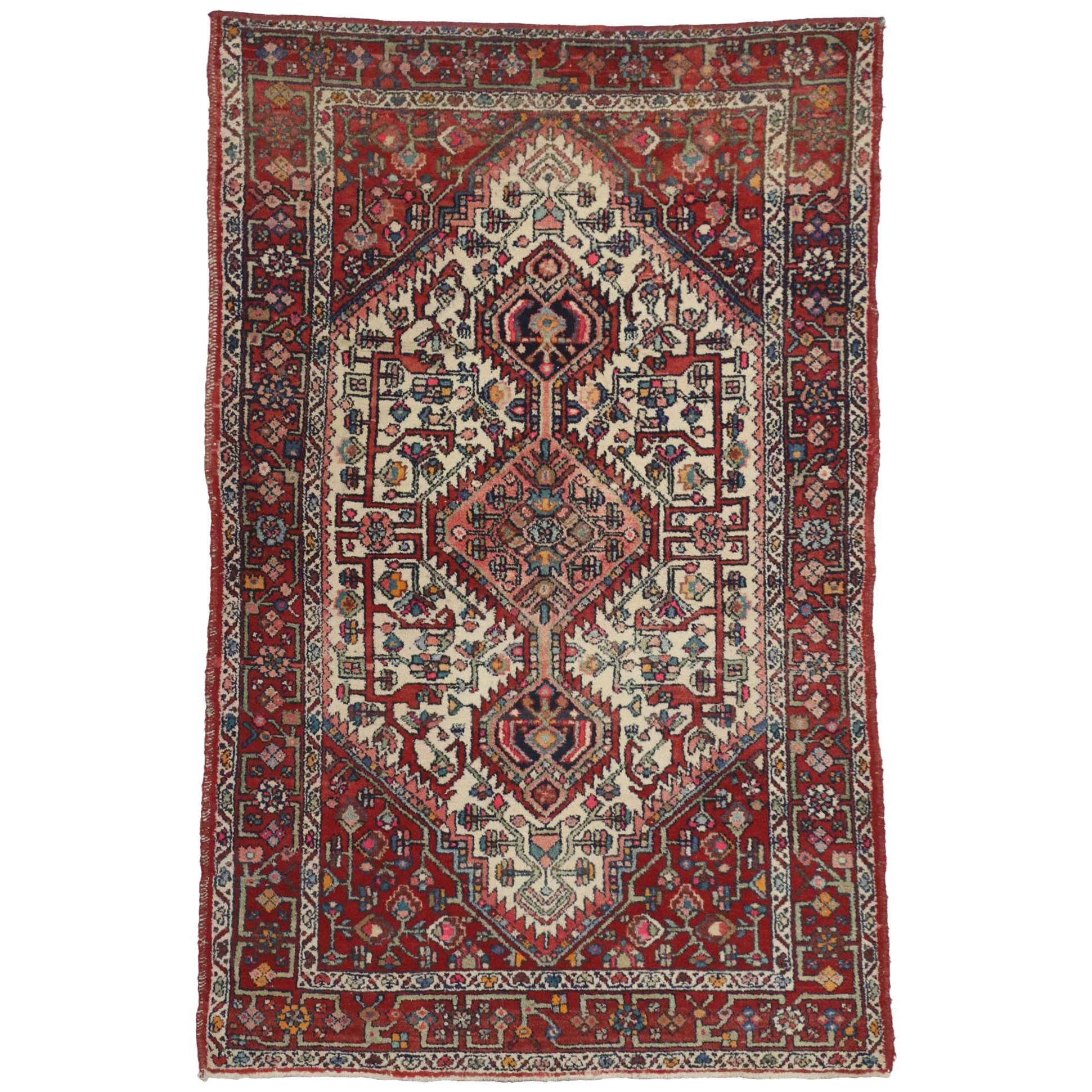 Vintage Kurdish Hamadan Persian Rug with Art Deco Style For Sale at 1stDibs