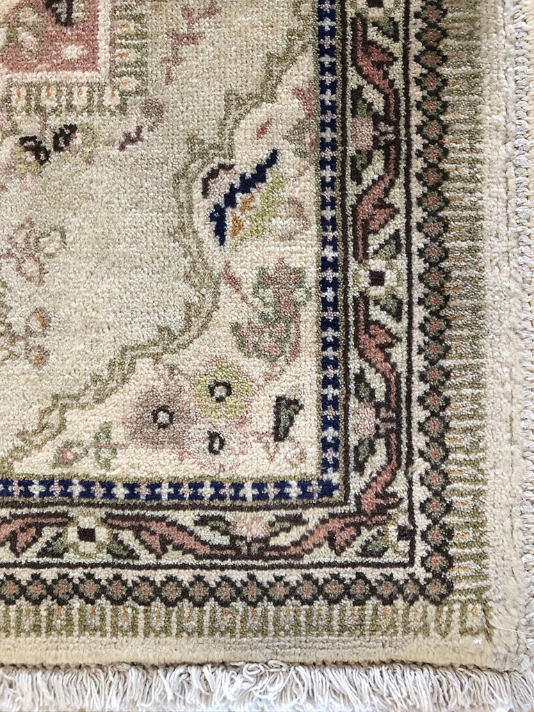 Vintage Persian Hand Knotted Cream Tabatabai Rug, circa 1970s at 1stDibs