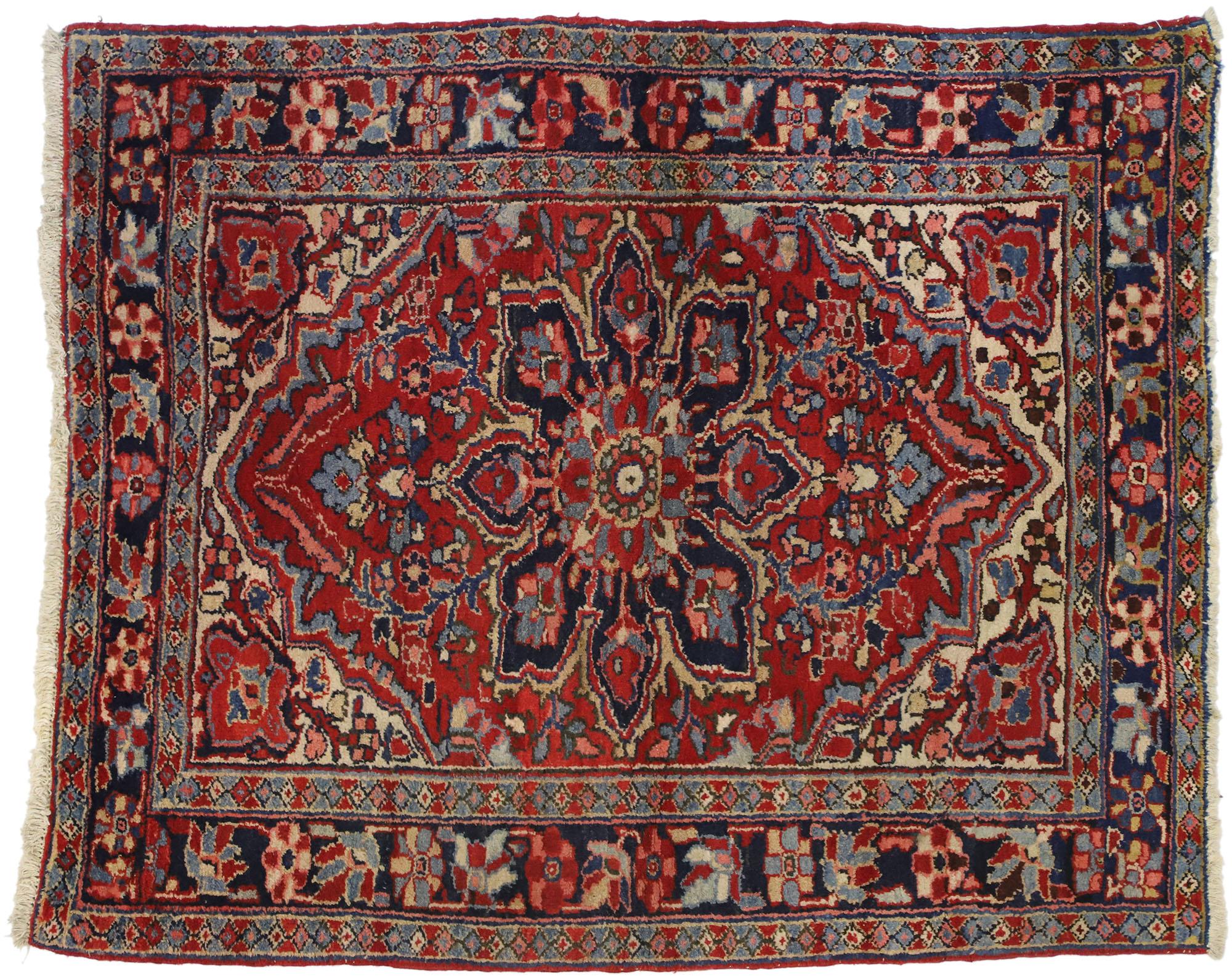 Vintage Persian Heriz Accent Rug with Federal American Colonial Style ...