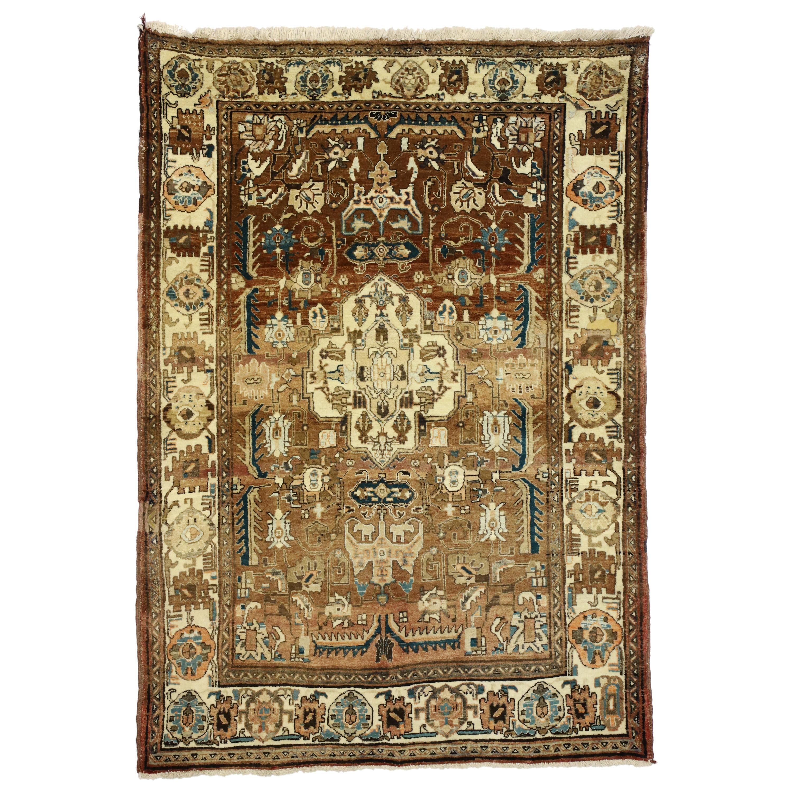 Vintage Persian Heriz Rug with Arts and Crafts Bungalow Style For Sale ...
