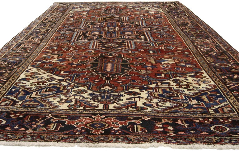 Vintage Persian Heriz Rug with Mid-Century Modern Downton Abbey Style ...