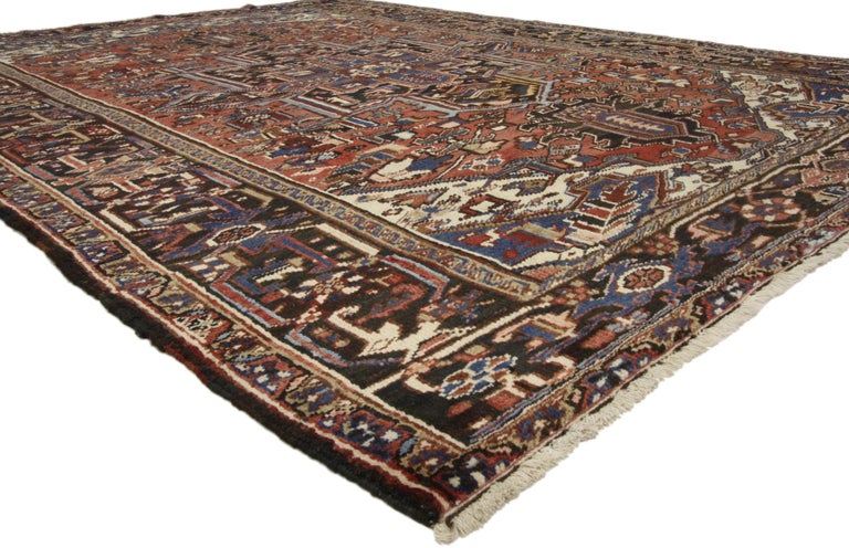 Vintage Persian Heriz Rug with Mid-Century Modern Downton Abbey Style ...