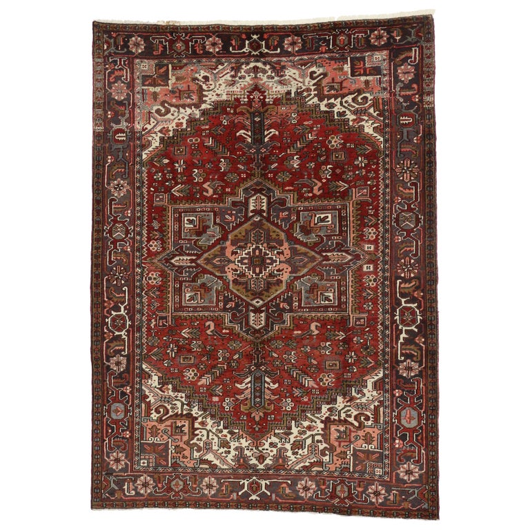 Vintage Persian Heriz Rug with Modern Downton Abbey Style For Sale at ...