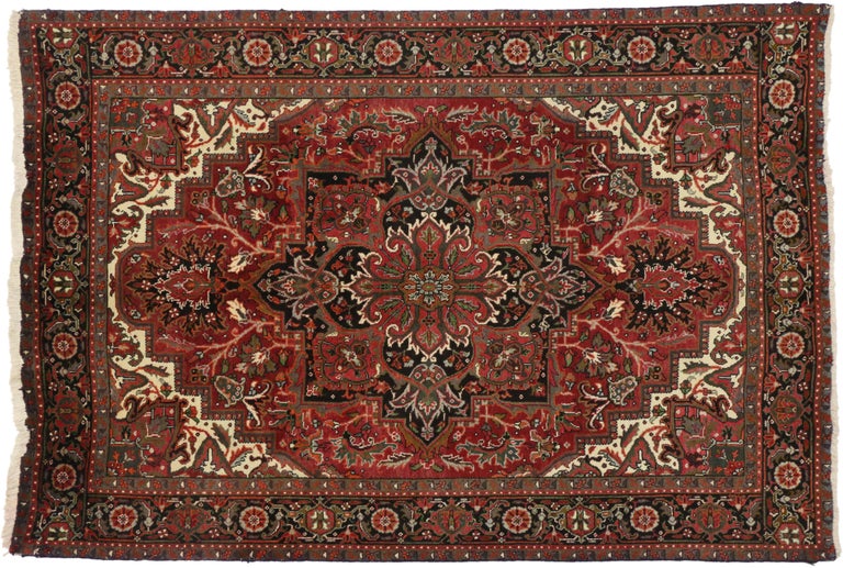 Vintage Persian Heriz Rug with Traditional English Tudor Manor House ...