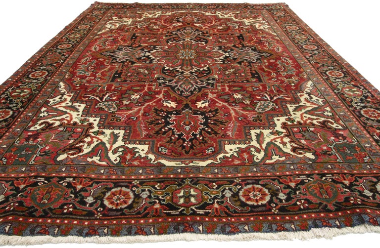 Vintage Persian Heriz Rug with Traditional English Tudor Manor House ...