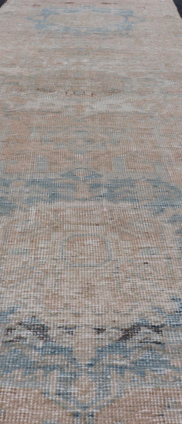 Vintage Persian Heriz Runner with Medallions in Earthy Tones and Light ...