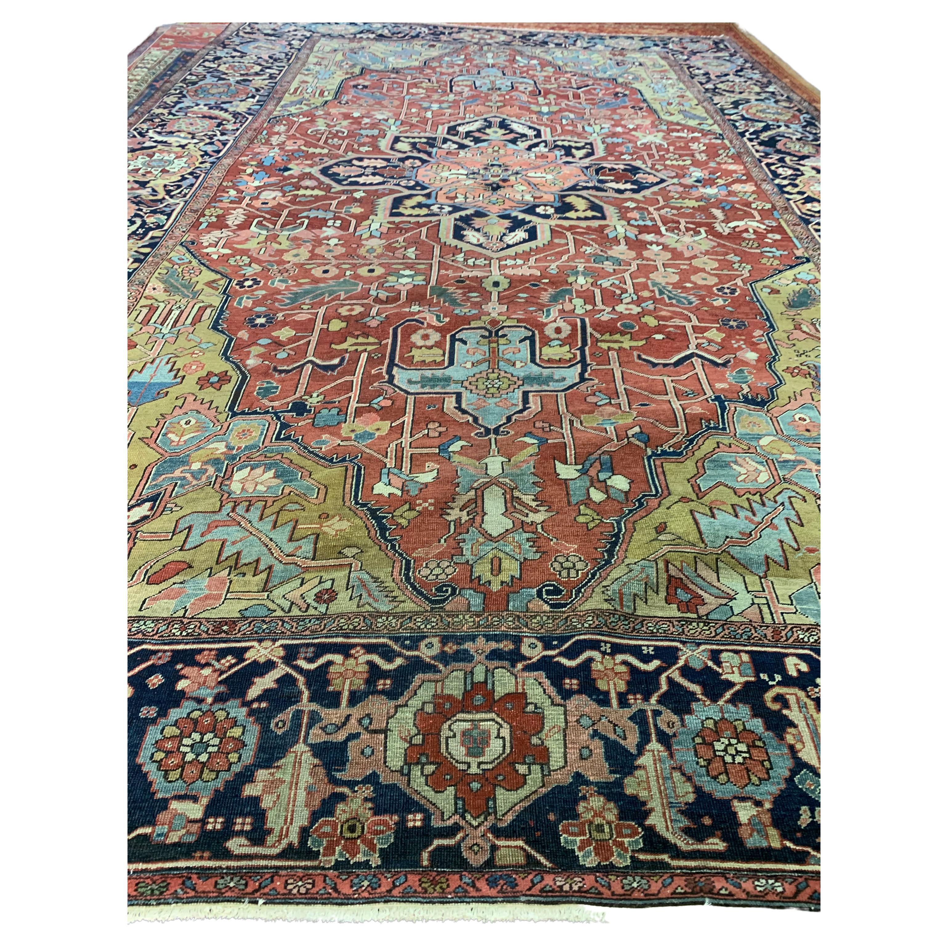 Vintage Persian Heriz Rug 8'4 x 11'4 For Sale at 1stDibs