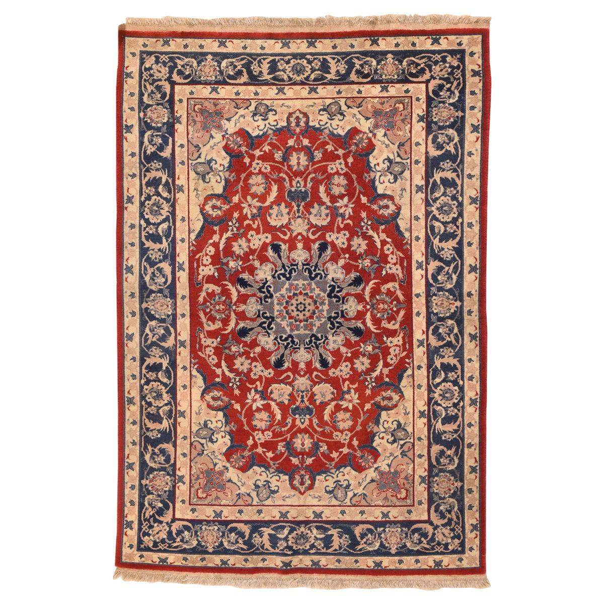 Vintage Pictorial Persian Isfahan Rug at 1stDibs