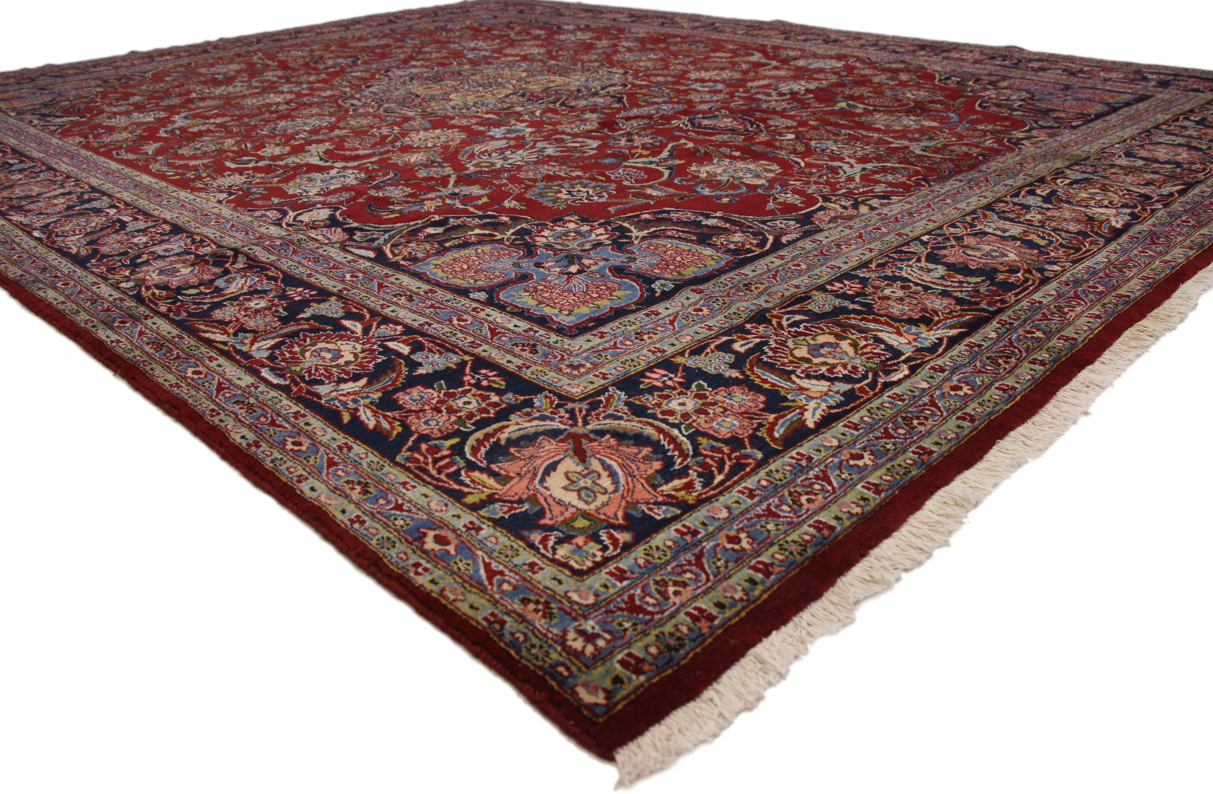 Vintage Persian Kashan Area Rug with Traditional Style For Sale at 1stDibs