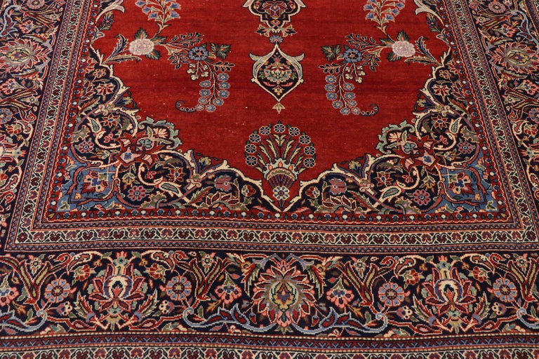 Vintage Persian Kashan Rug with English Jacobean Style For Sale at 1stDibs