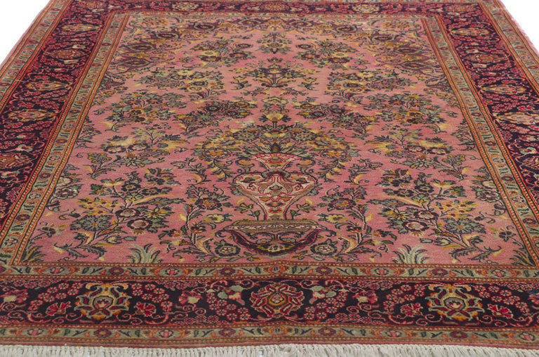 Vintage Persian Kashan Rug with Vase Design For Sale at 1stDibs
