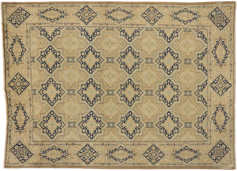 Vintage Persian Kerman Area Rug with Traditional Style and Cartouche ...