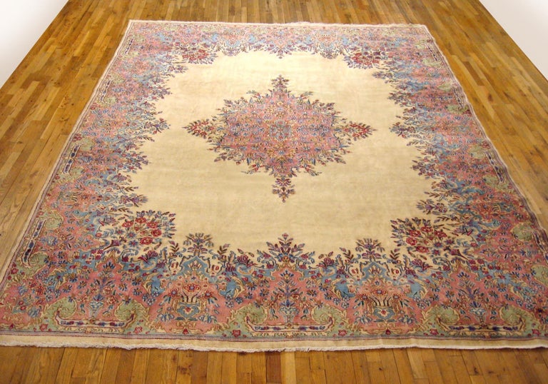 Vintage Persian Kerman Oriental Rug, Room Size, with a Central ...
