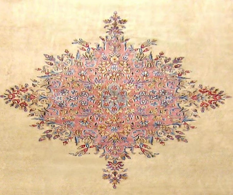 Vintage Persian Kerman Oriental Rug, Room Size, with a Central ...