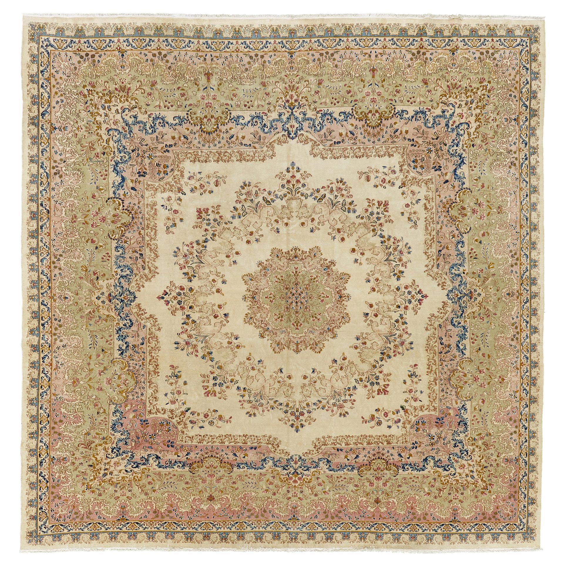 Vintage Kerman Distressed Rug For Sale at 1stDibs