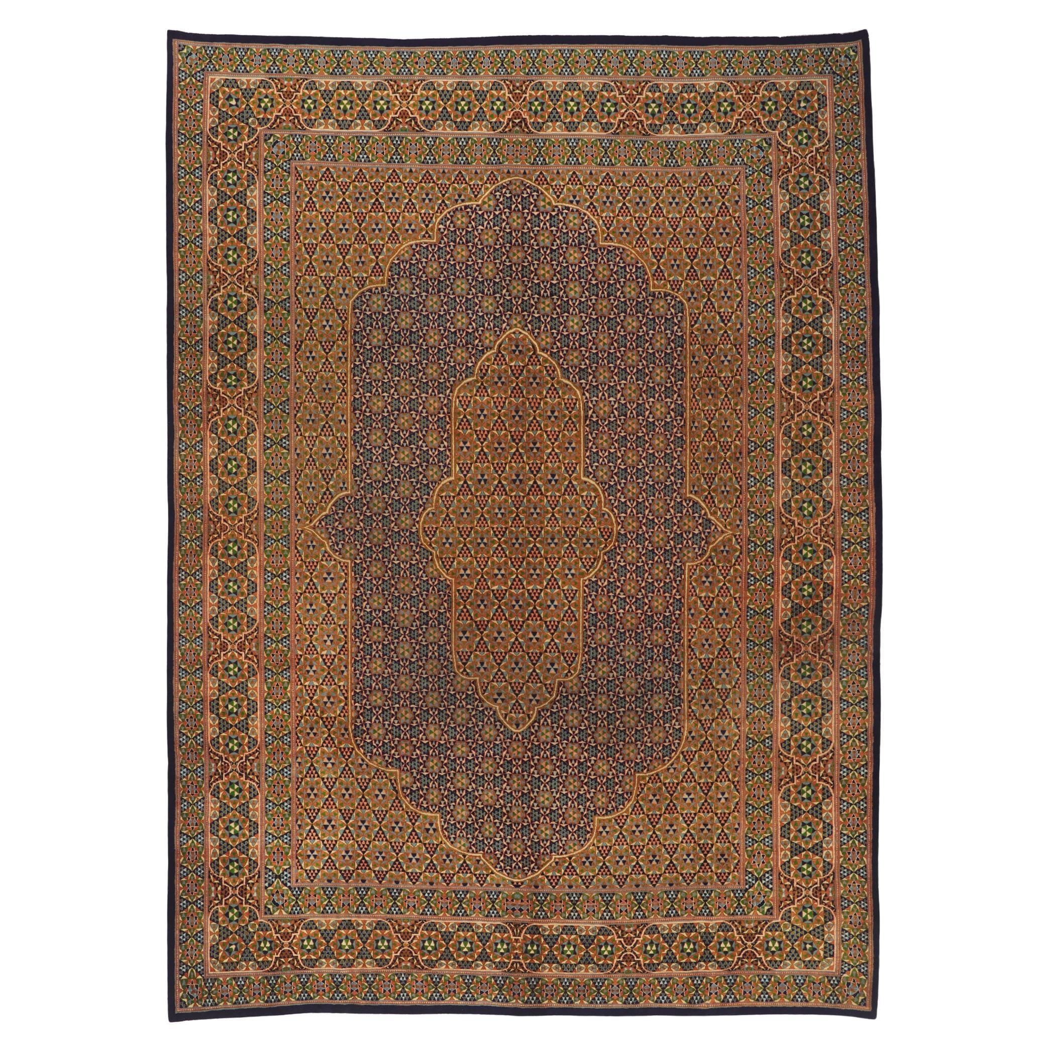 Vintage Persian Kerman Rug with Khatamkari Design For Sale at 1stDibs