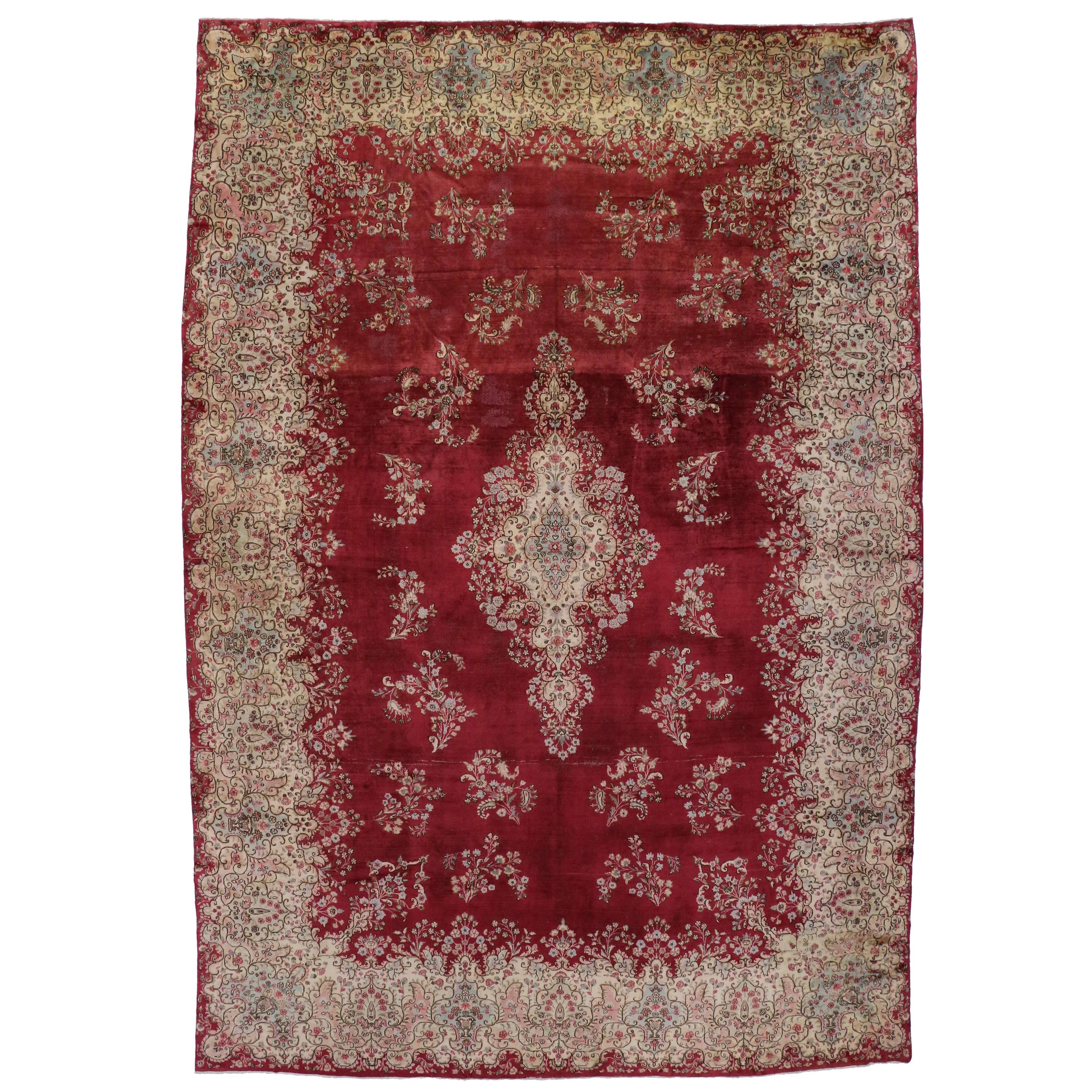 Vintage Persian Isfahan Rug with Victorian Art Nouveau Style at 1stDibs