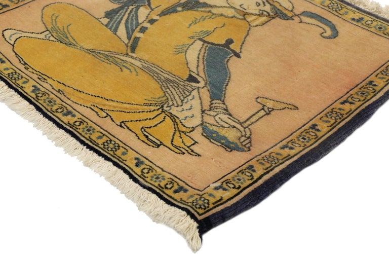 Vintage Persian Khamseh Pictorial Rug with Dervish Scene, Persian Wall ...