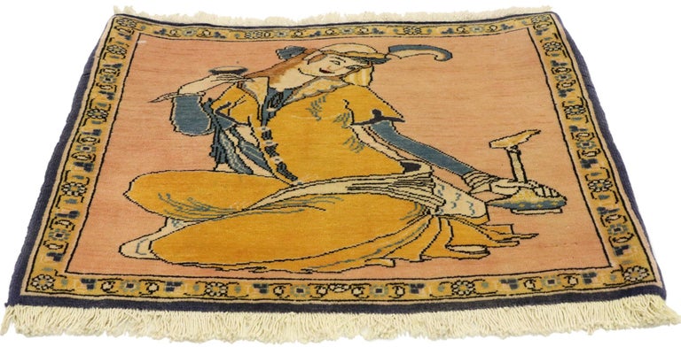 Vintage Persian Khamseh Pictorial Rug with Dervish Scene, Persian Wall ...