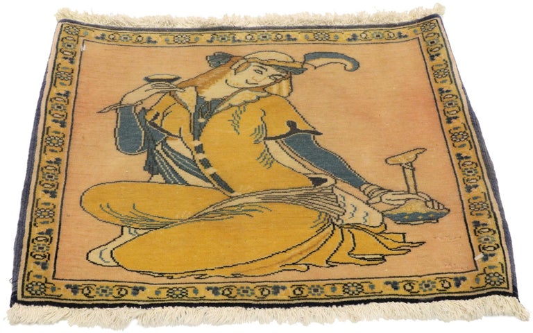 Vintage Persian Khamseh Pictorial Rug with Dervish Scene, Persian Wall ...