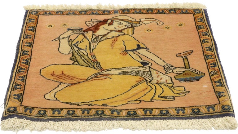 Vintage Persian Khamseh Pictorial Rug with Dervish Scene, Persian Wall ...