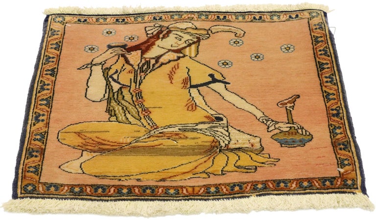 Vintage Persian Khamseh Pictorial Rug with Dervish Scene, Persian Wall ...