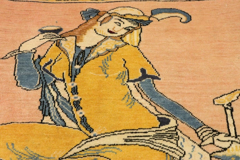 Vintage Persian Khamseh Pictorial Rug with Dervish Scene, Persian Wall ...