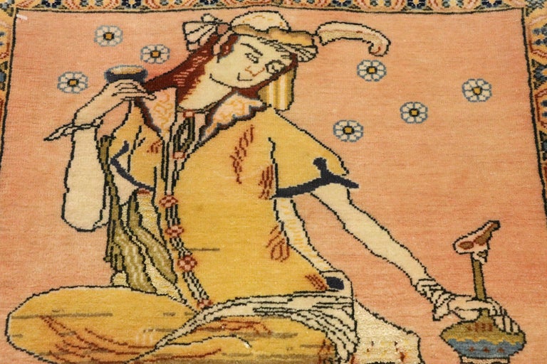 Vintage Persian Khamseh Pictorial Rug with Dervish Scene, Persian Wall ...